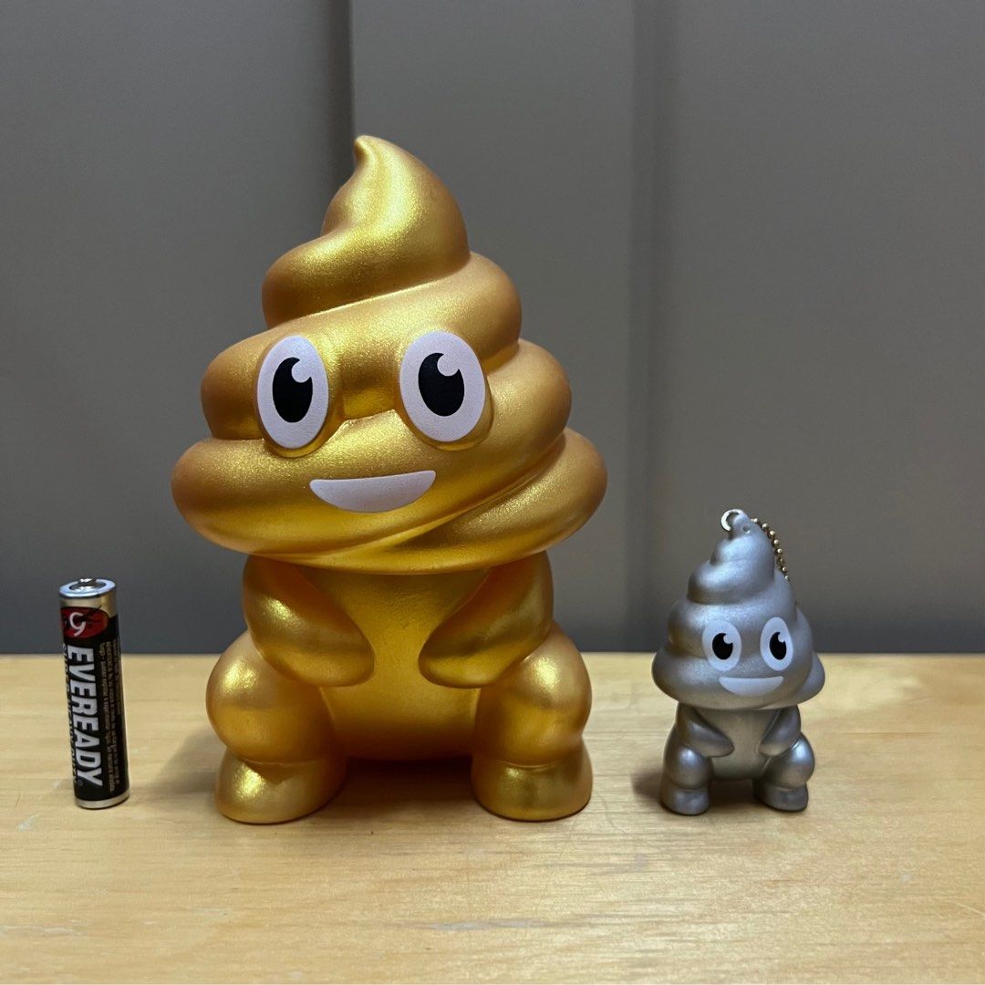 💩 Poop Man Unchi Kun Sofubi Soft Vinyl Mascot Squatting Metallic Golden ...