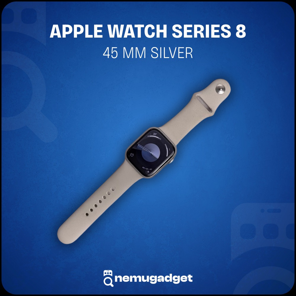 Apple Watch Series 8 45 mm Silver with Starlight Sport Band, Barang ...