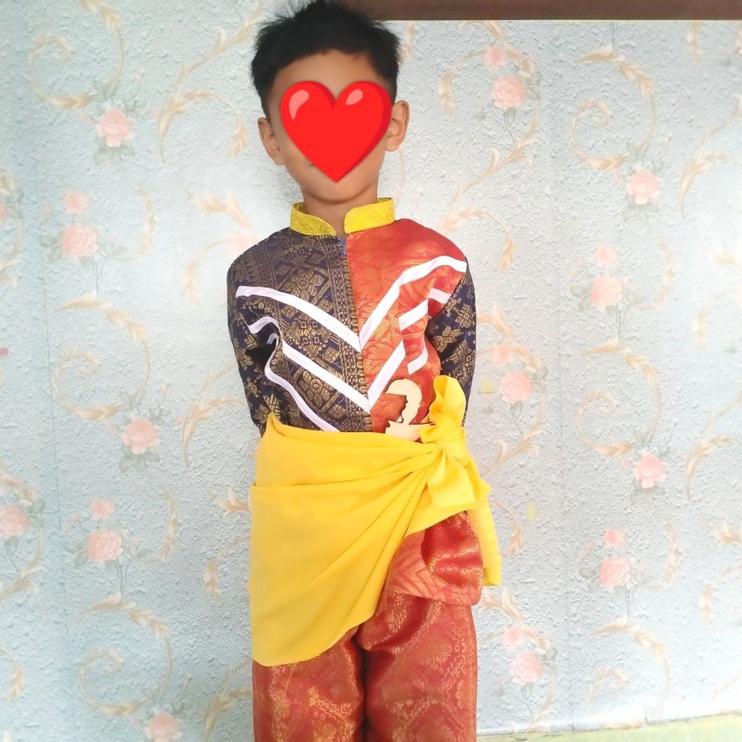 Busana Merdeka set songket warna bendera 5-7 tahun, Babies & Kids ...