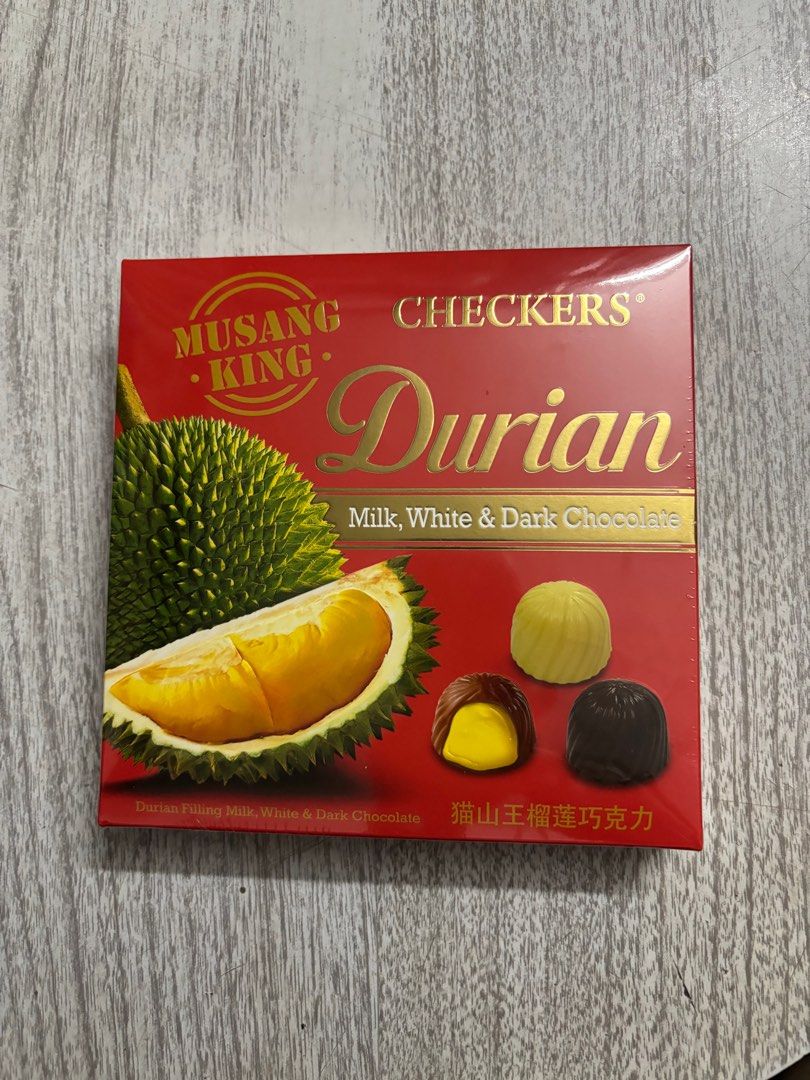 Checkers品牌｜馬來西亞｜貓山王榴連朱古力3款口味都好好味｜90克｜2026年5月到期｜Checkers Durian｜Musang ...