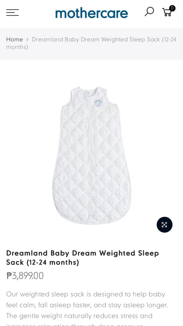 Dreamland Baby Dream Weighted Sleep Sack (12-24 months) in Grey Stars ...