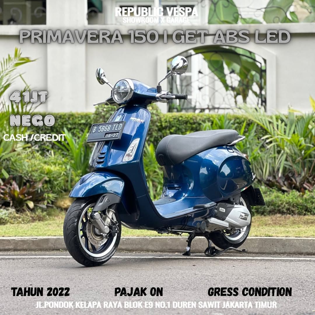 PIAGGIO VESPA PRIMAVERA S 150 IGET ABS LED Tahun 2022 WARNA BLUE ...