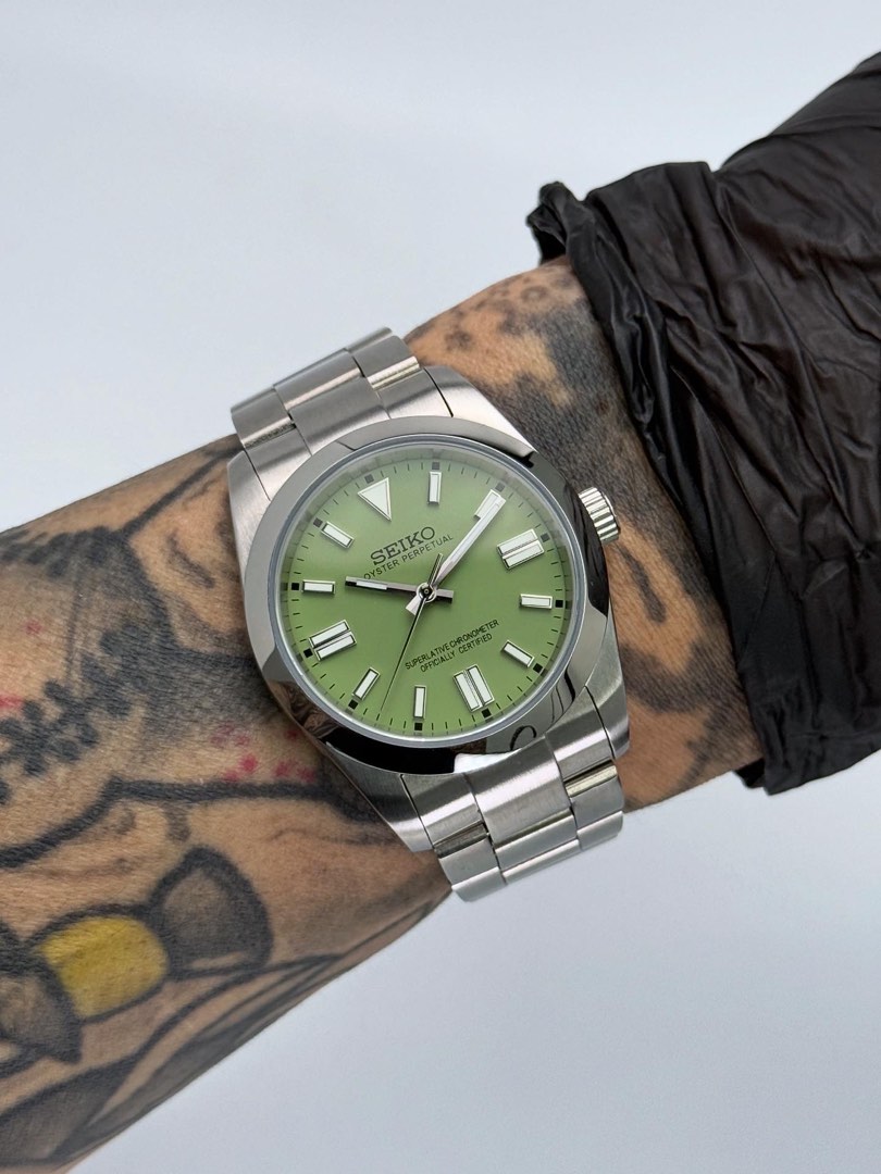 Custom Seiko Mod 36mm Pistachios Green Oyster Perpetual Automatic Watch ...