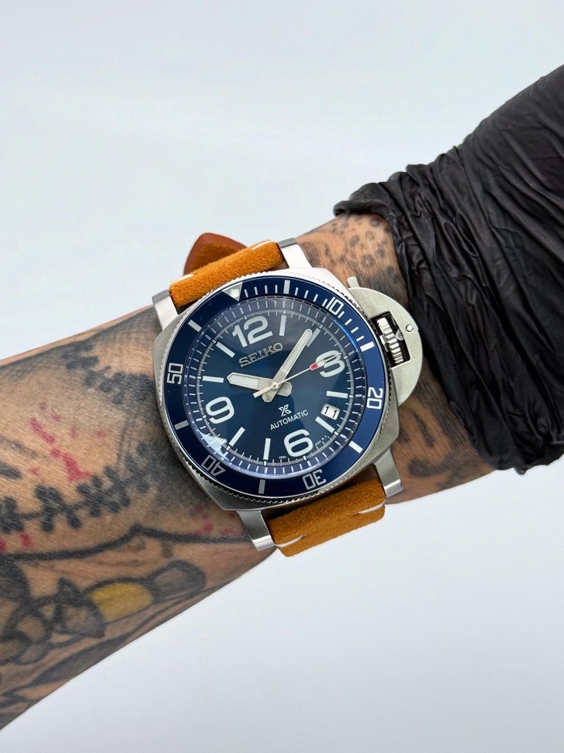 Custom Seiko Mod 42mm Blue PAM Diver Submersible Automatic Watch, Men's ...