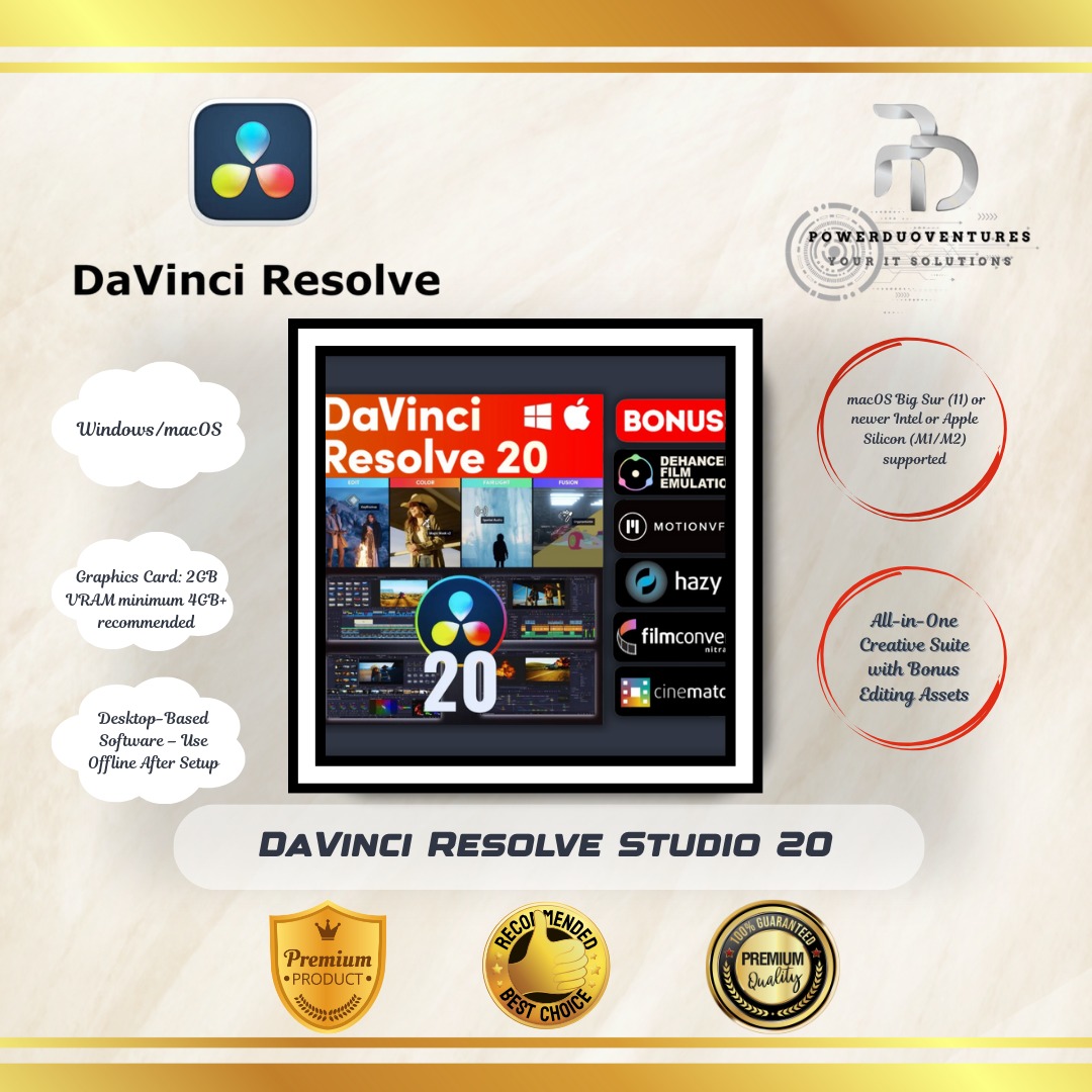 🎬DaVinci Resolve Studio 20 – Full Video Editing Suite | Color Grading ...
