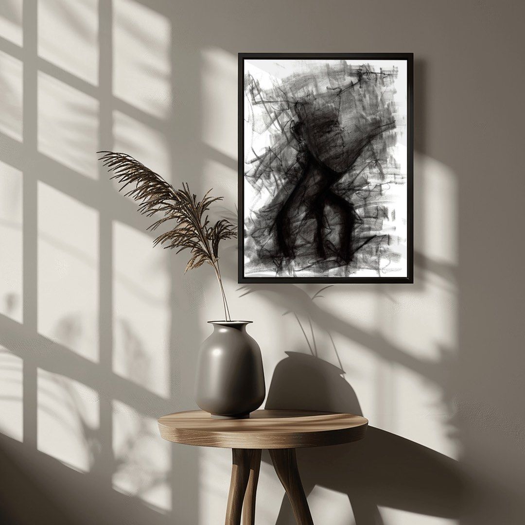 “Leave Me With My Sins” – Original Charcoal Art on Repainted Canvas ...