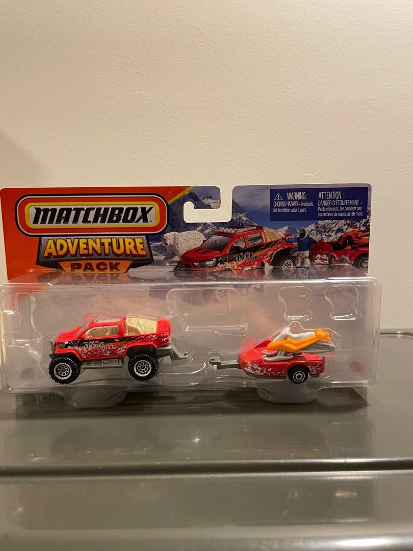 Matchbox Mattel Red Snow Thrasher MBX Snowmobile mobile Trailer Match ...
