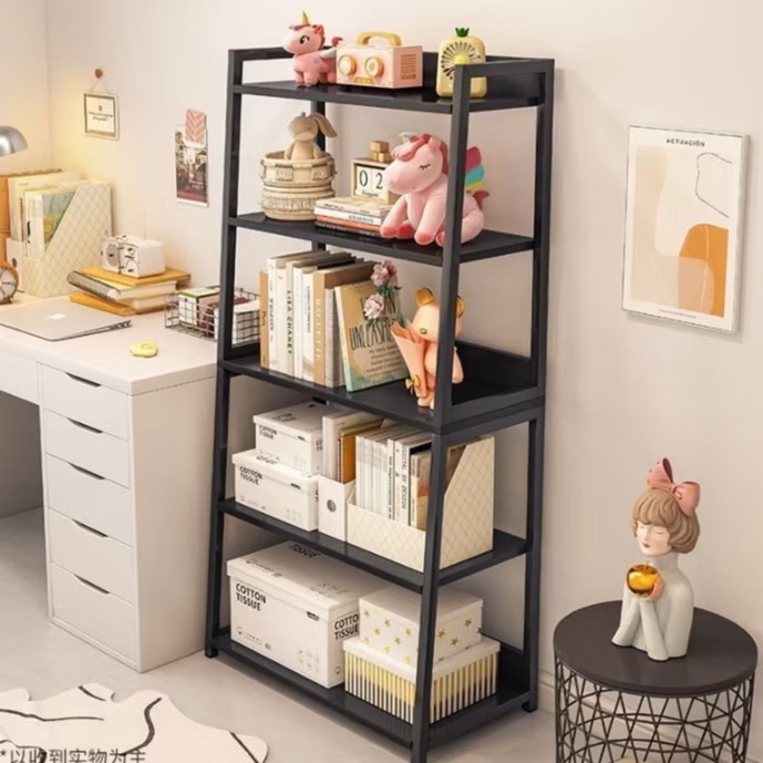 Multi-Layer Storage Display Shelf | Ladder Style Bookcase Storage Shelf ...
