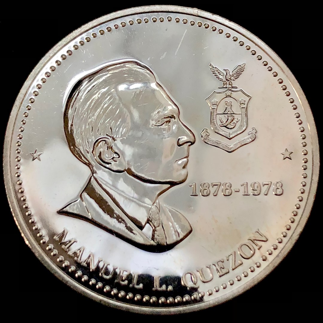 Silver Coin • Manuel Quezon • 1978 Centenary 50 Psos • (AU-UNC ...
