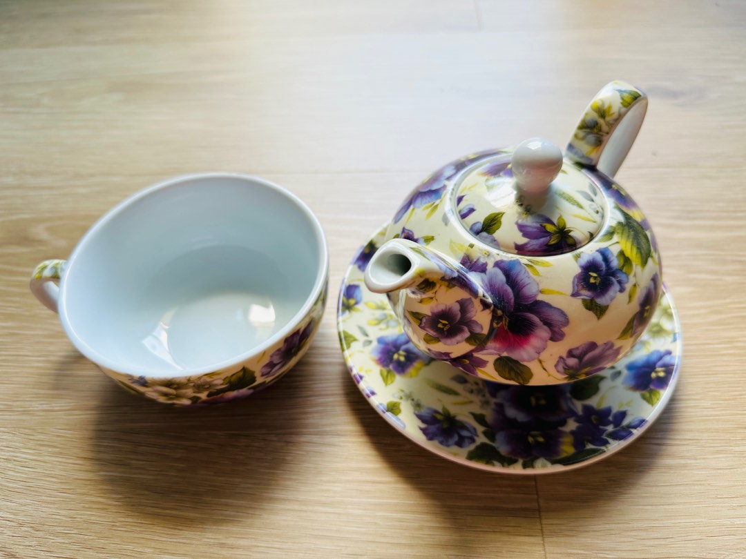 Stoke-on-Trent Heritage Fine China Tea / Teapot Set - Pansy Design ...