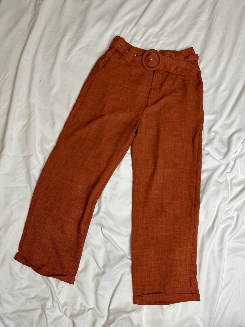 stradivarius rust pants, Women's Fashion, Bottoms, Jeans on Carousell