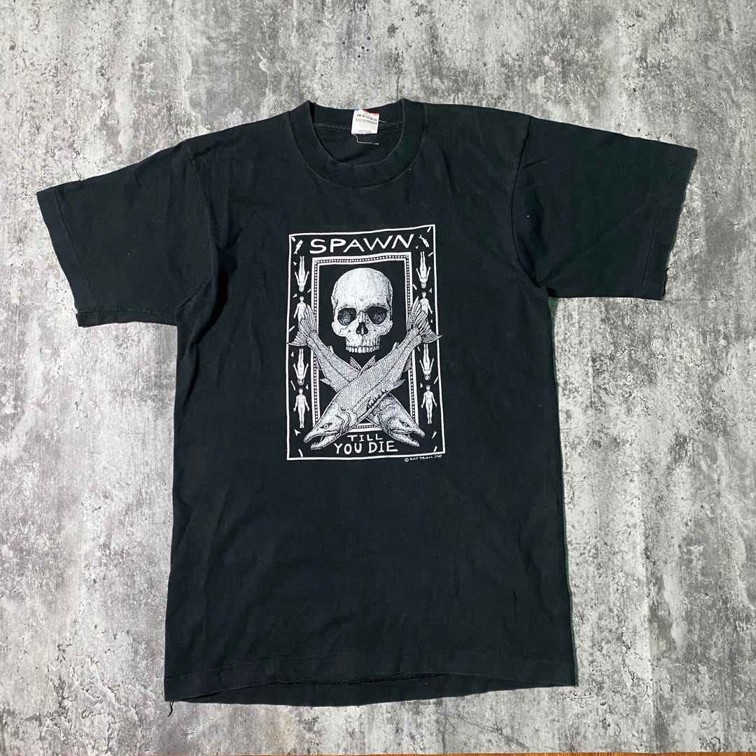 Vintage 90's Spawn Band Till You Die Tshirt, Fesyen Pria, Pakaian , Atasan di Carousell