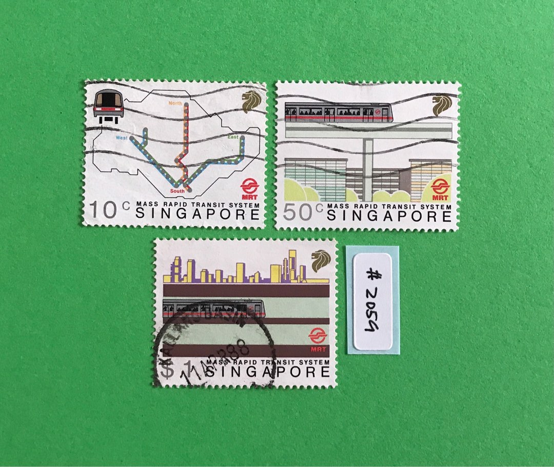 1988 Singapore stamp set (MRT), Mass Rapid Transport System, postally ...