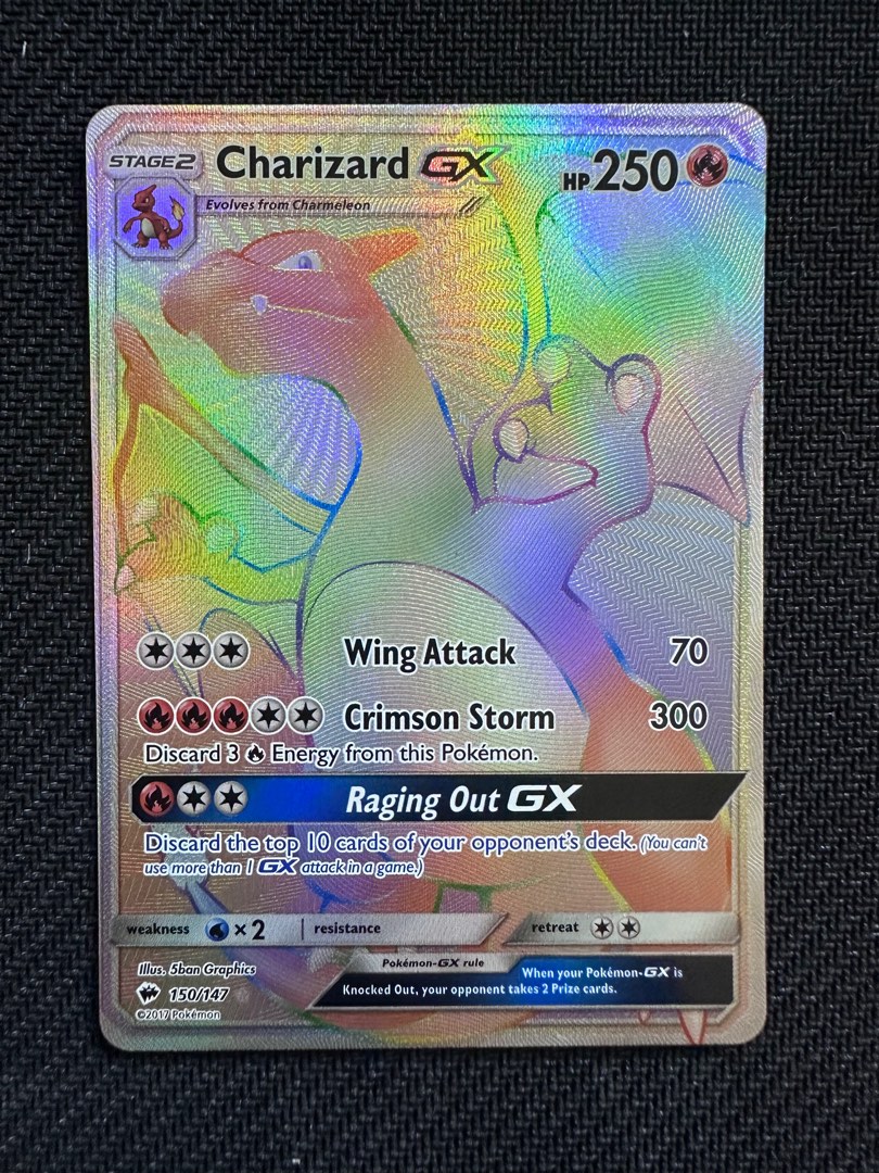 2017 Pokemon Charizard GX Full Art Burning Shadows Hyper Secret Rare ...