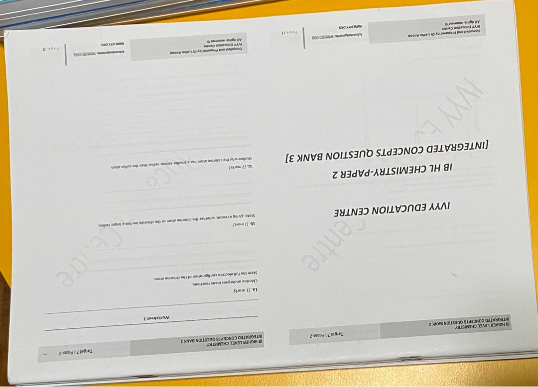 IB HL Chemistry question Banks / past paper topic wise books, Hobbies ...