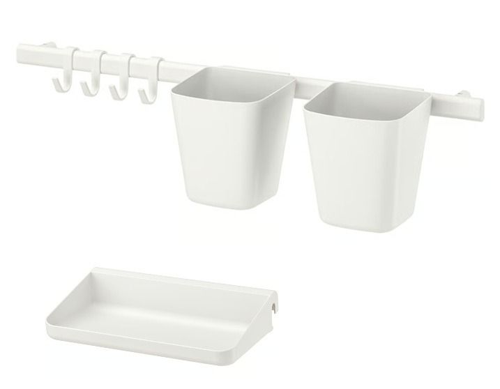 IKEA SUNNERSTA Rail with Shelf, 25 cm (9 7/8 ") and 2 containers, white ...