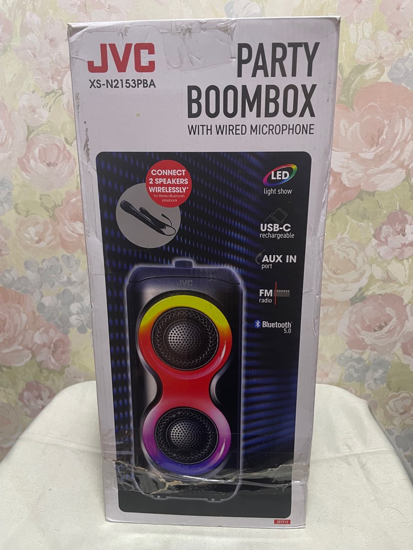 jvc party boombox with wired microphone, Audio, Soundbars, Speakers & Amplifiers on Carousell