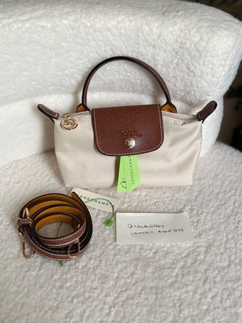 longchamp mini pliage white crossbody hand bag, Luxury, Bags & Wallets ...