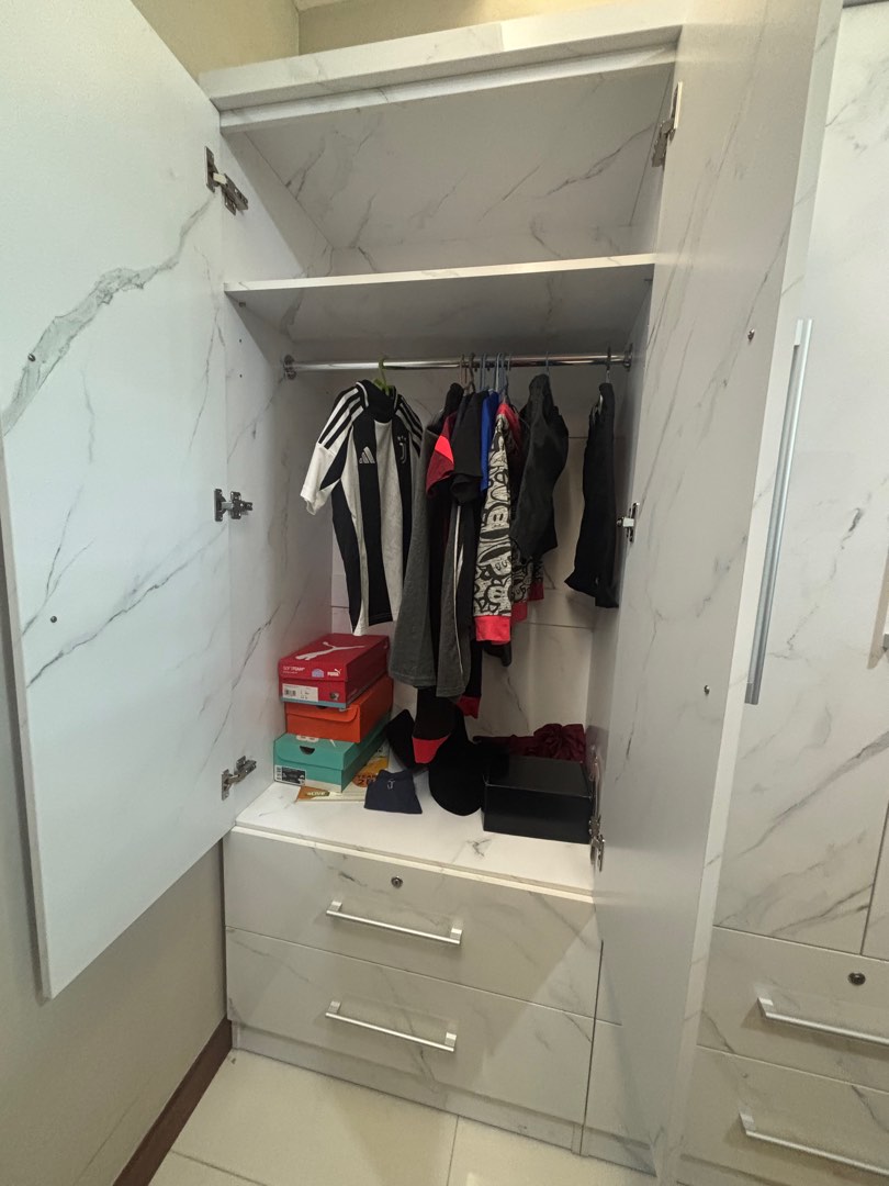 Marble Finish Wardrobe with Drawers, Furniture & Home Living, Furniture ...