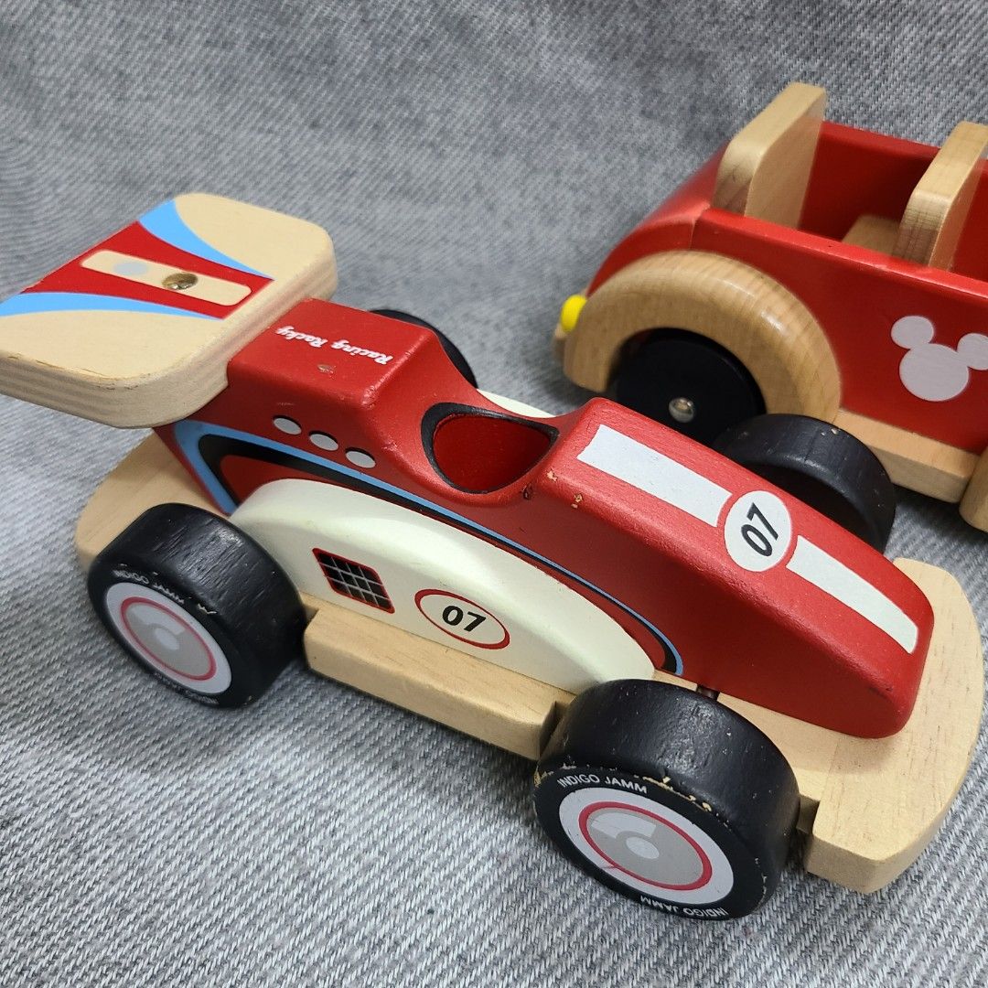 [Set of 2] Disney Anko Mickey Car & Indigo Jamm Racing Rocky Wooden ...