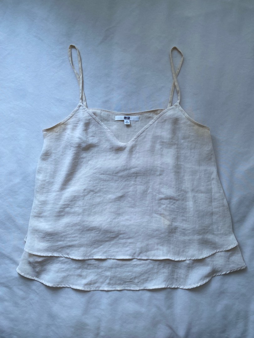 Uniqlo Beige Linen Top, Women's Fashion, Tops, Sleeveless on Carousell