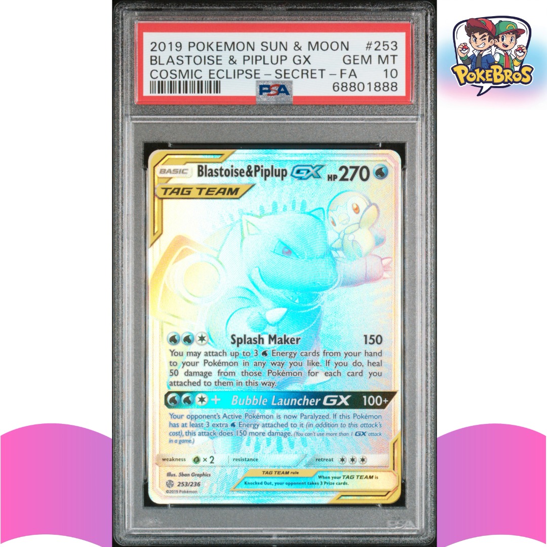 PSA 10 Blastoise & Piplup GX Rainbow Secret full art rare bgs cgc 9 8 9 ...