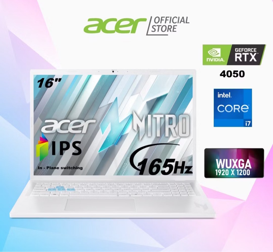 Acer 4050 Nitro 16 Gaming Laptop - White, Computers & Tech, Laptops ...
