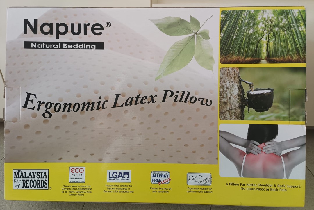 Napure Ergonomic Latex Pillow, Furniture & Home Living, Bedding ...