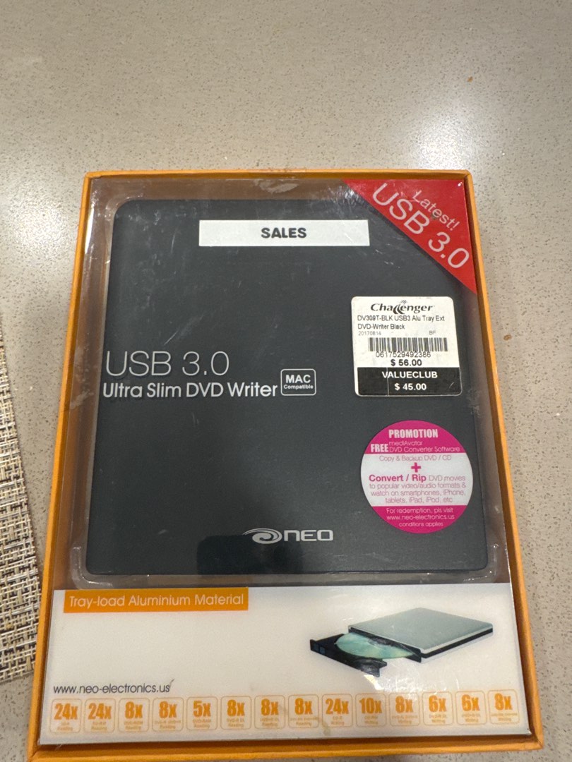 Neo USB 3.0 Ultra Slim DVD Writer, Computers & Tech, Parts ...