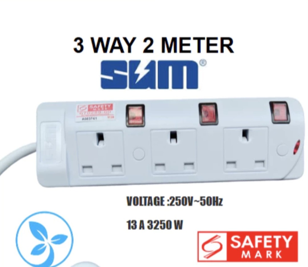 SUM Power Extension Cord - 2 Socket 2m Strip , TV & Home Appliances ...