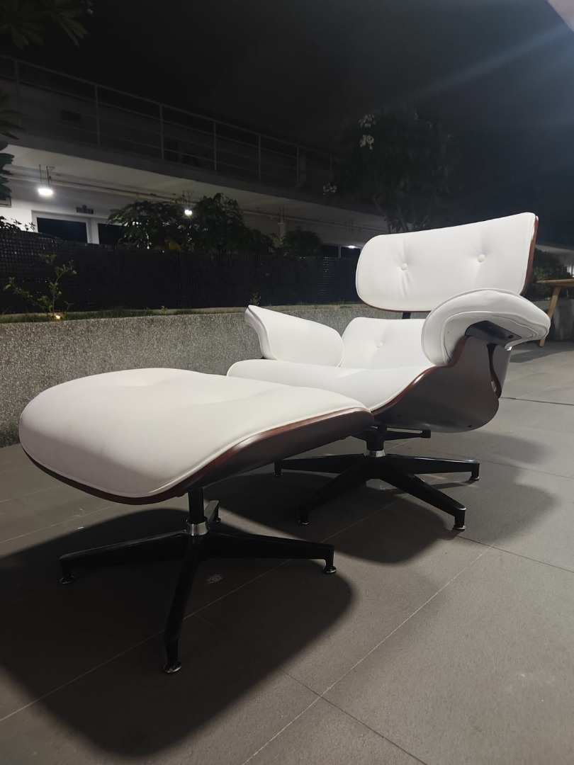 URSULA Lounge Chair in White PVC, Furniture & Home Living, Furniture ...