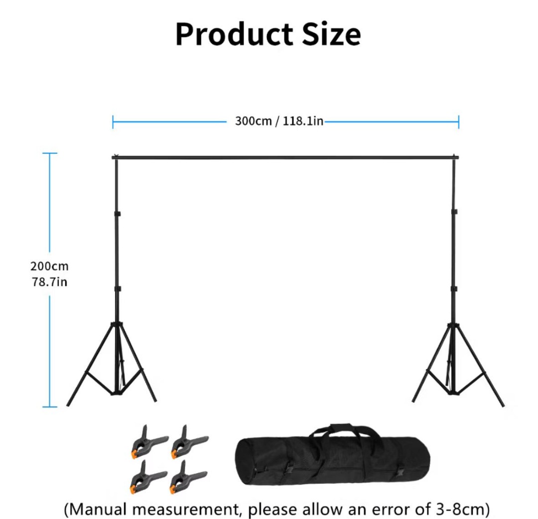 (2 x 3m) Heavy Duty Backdrop / Background Stand Kit for Photography ...