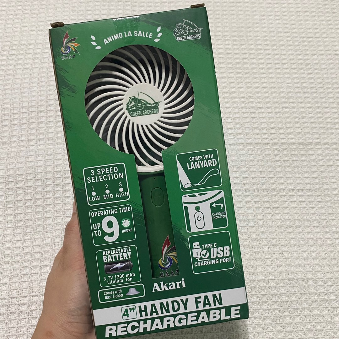 AKARI X UAAP De La Salle Green Archers DLSU Rechargeable Handy Fan with ...