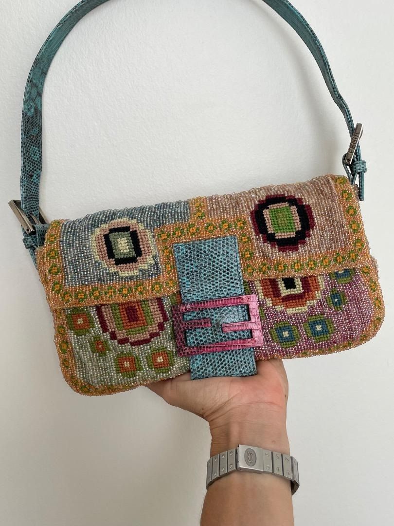 Authentic Fendi Sequined Beaded Bucket Shoulder Bag w/ Certificate of ...