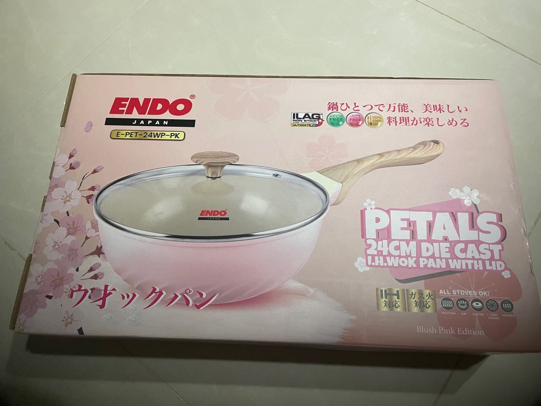 [Brand New] Endo Petals 24cm diameter die cast ceramic wok pan with ...