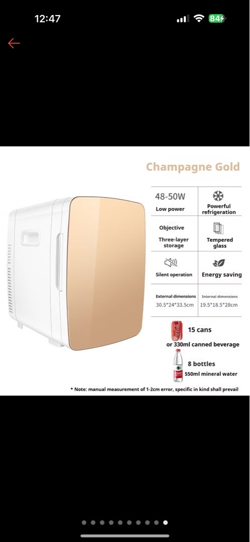 Champagne Gold Mini Fridge, TV & Home Appliances, Kitchen Appliances ...