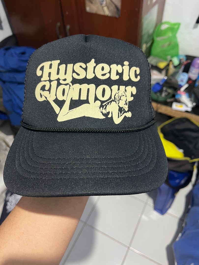 Hysteric Glamour Black Cap Lay down Girl B, Fesyen Pria, Aksesoris ...