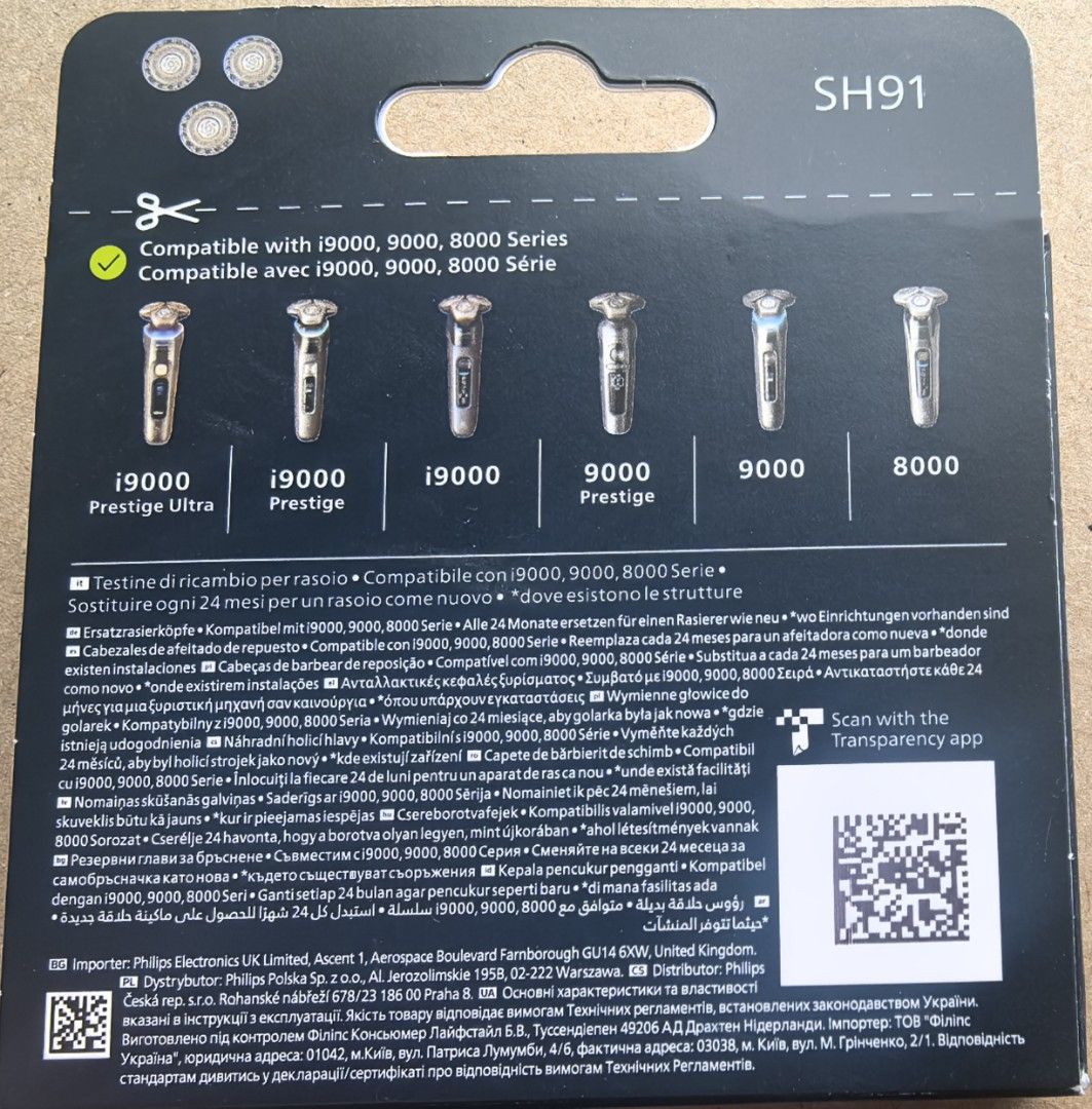 全新 Philips 飛利浦 SH91 Shaver Series I9000 9000 8000 替換剃鬚刀頭 (3件), 美容＆個人護理 ...