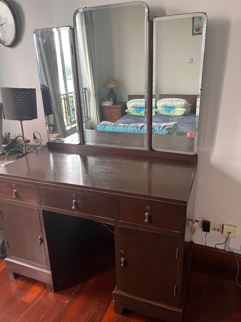 Self pick up: very heavy vintage Rosewood Dressing Table with Tri-Fold ...
