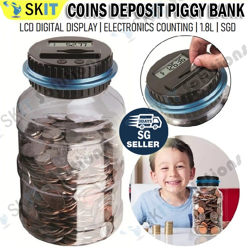 SGD Electronics Coins Deposit Piggy Bank Digital LCD Coins Counting Jar ...