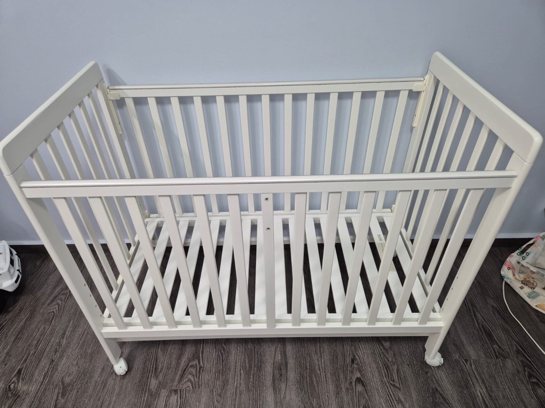 White Baby Cot with Wheels, Babies & Kids, Baby Nursery & Kids ...