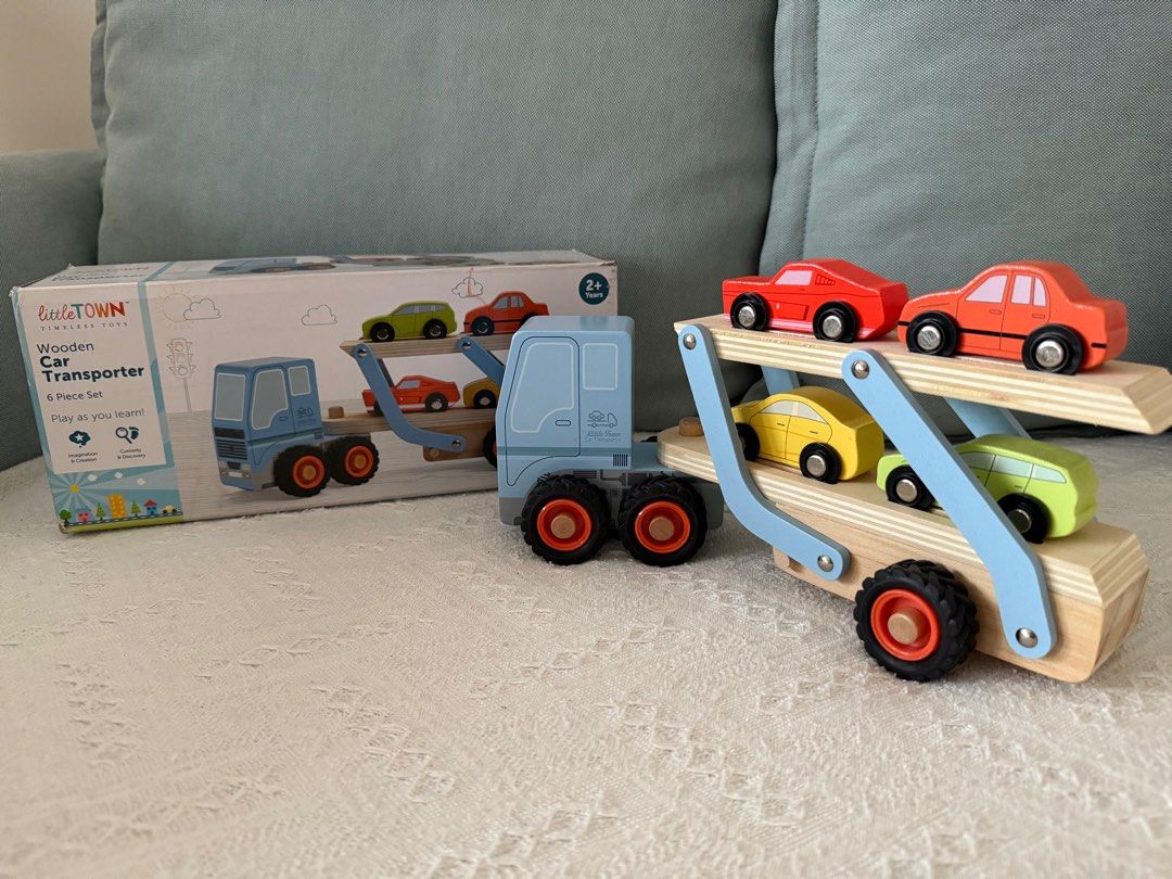 Wooden functional car transporter with 6 discrete parts (bought from ...
