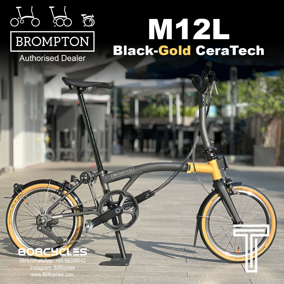 BROMPTON T Line Explore M12L CERATECH BLACK-GOLD, Sports Equipment ...