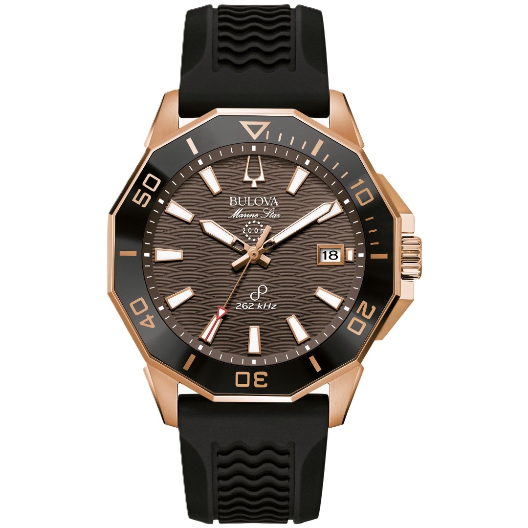 Bulova Marine Star 98B421 Brown Dial Date Display Stainless Steel ...
