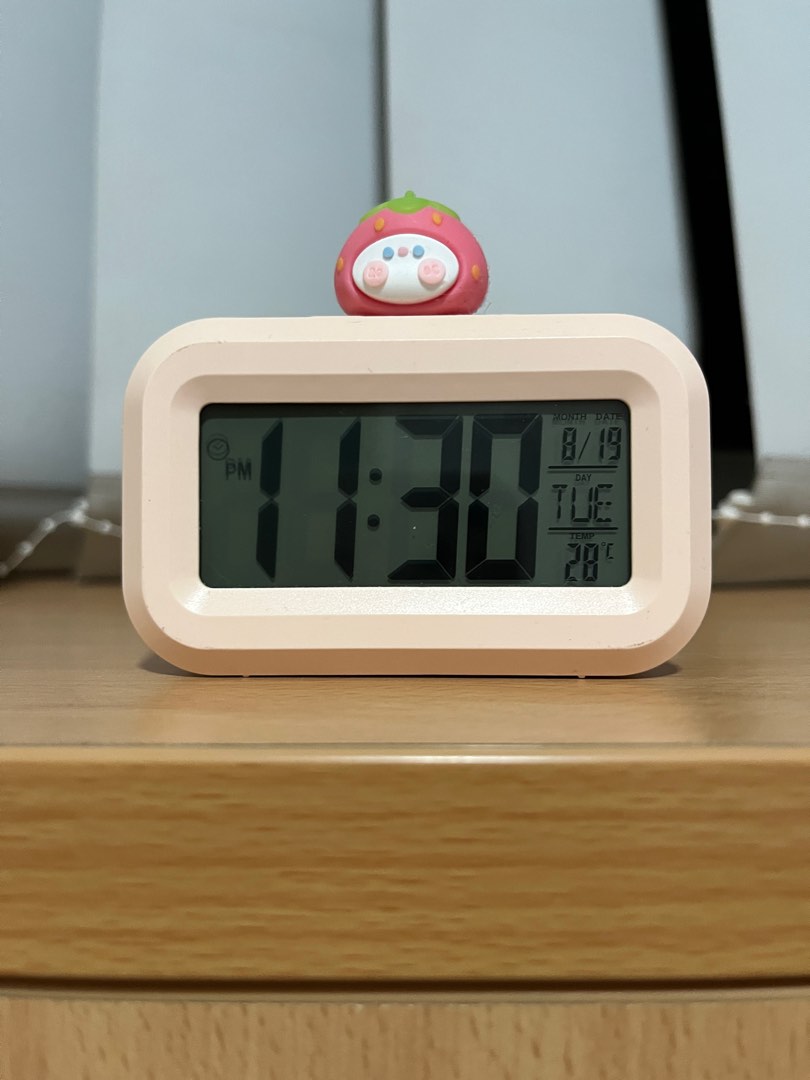 Cute pastel pink digital alarm clock, Furniture & Home Living, Home ...
