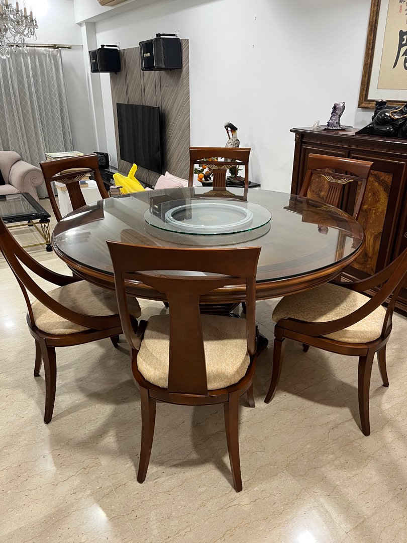 Da Vinci Round Dining Table with 6 Chairs, Furniture & Home Living ...