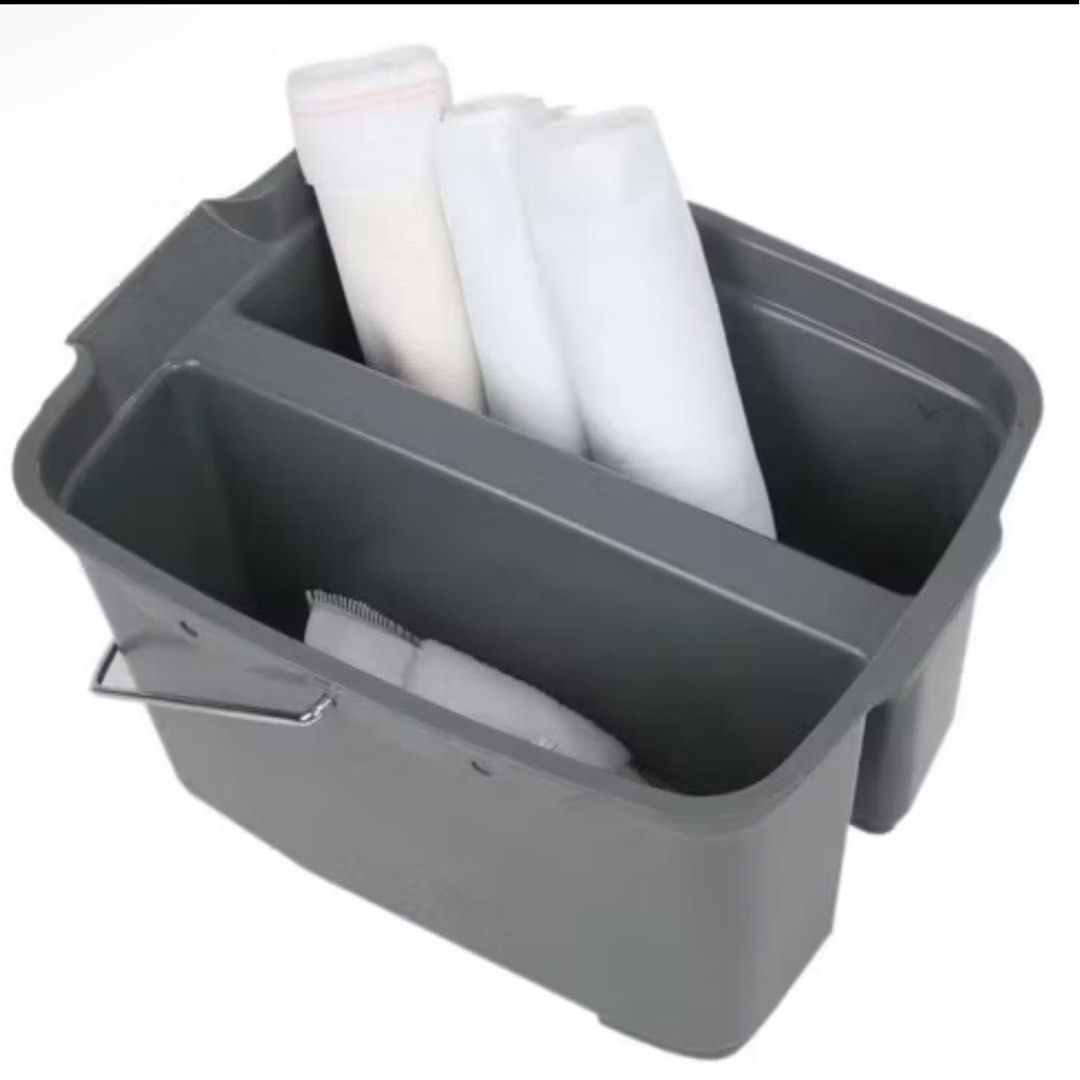 Double Water Bucket Pail Plastic Tool Two Compartment Divider Basket ...