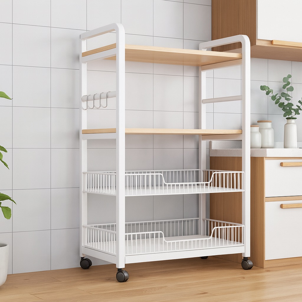 Kitchen Trolley Shelf Rack | Rolling Utility Storage Shelf Rack ...