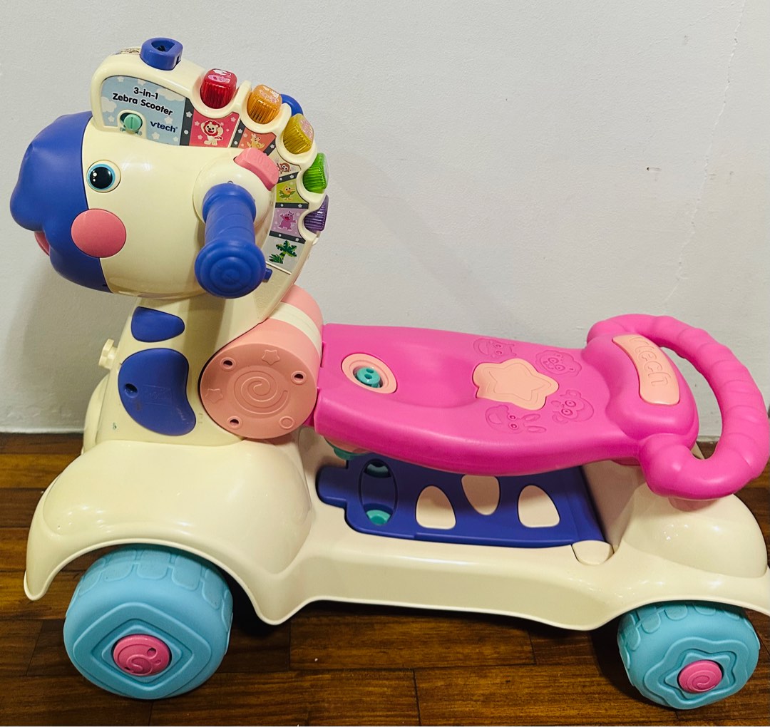 VTech 3-in-1 Zebra Scooter Ride-on Toy, Babies & Kids, Infant Playtime ...