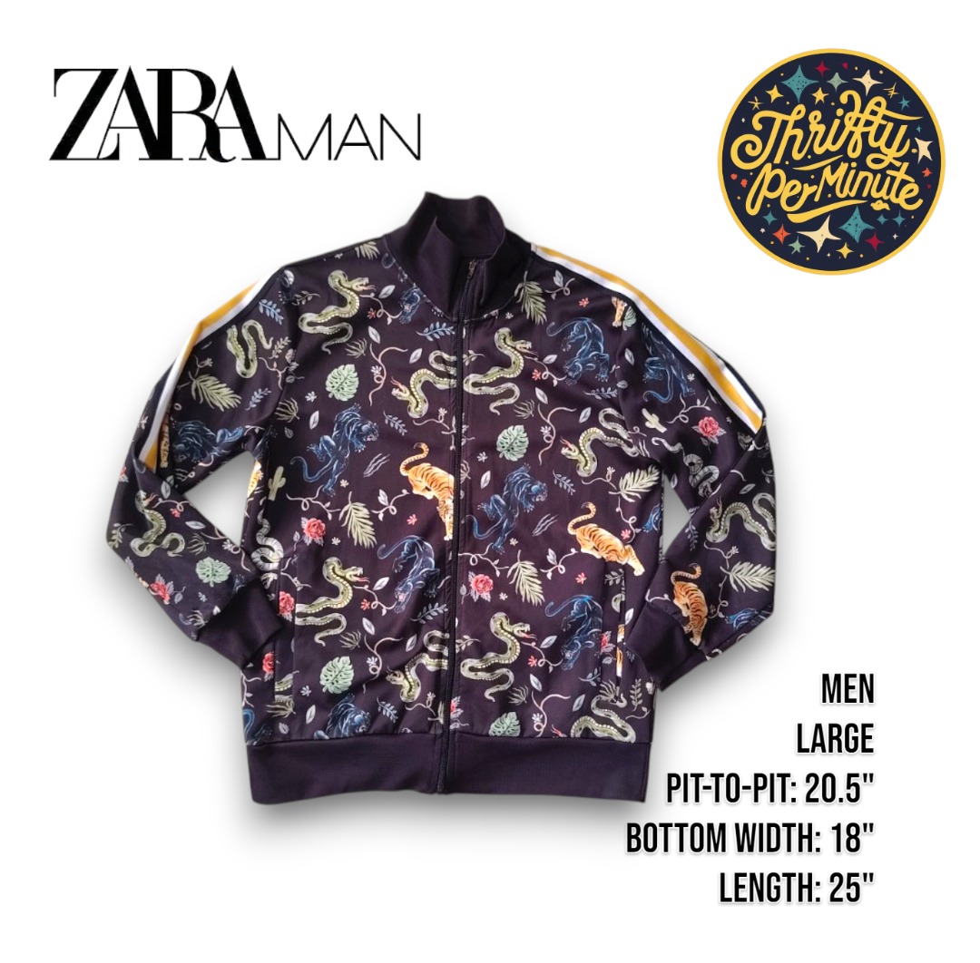 Zara Man AOP Tiger Snake Panther Track Jacket, Men's Fashion, Coats ...